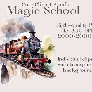 Wizard School Clipart Bundle, Magic School, Witch and Wizard Png. Wands ...