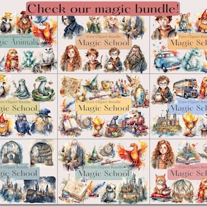Wizard School Clipart Bundle, Magic School, Witch and Wizard Png. Wands ...
