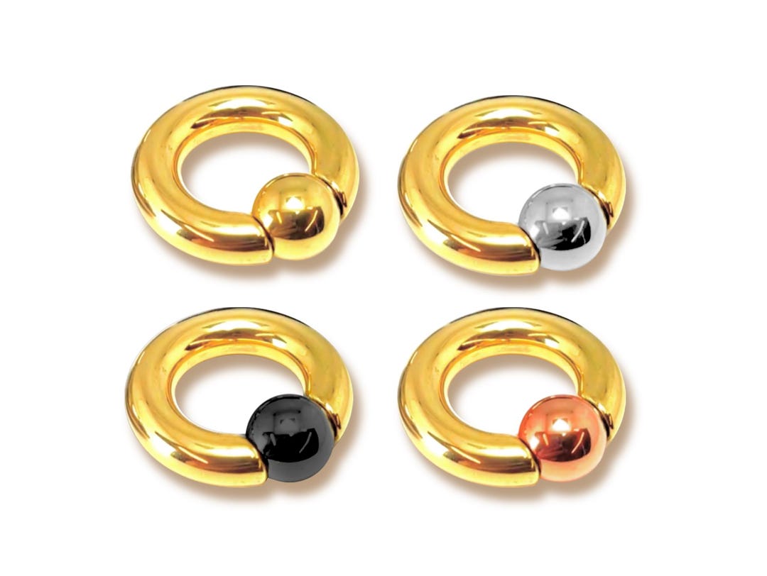 Titanium Gold Ball Closure Ring CBR Prince Albert Jewelry PA Rings With ...