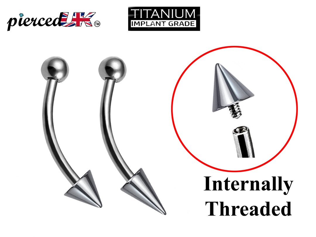 Titanium Curved Barbell, Vertical Labret Piercing – 16g 14g Spike ...