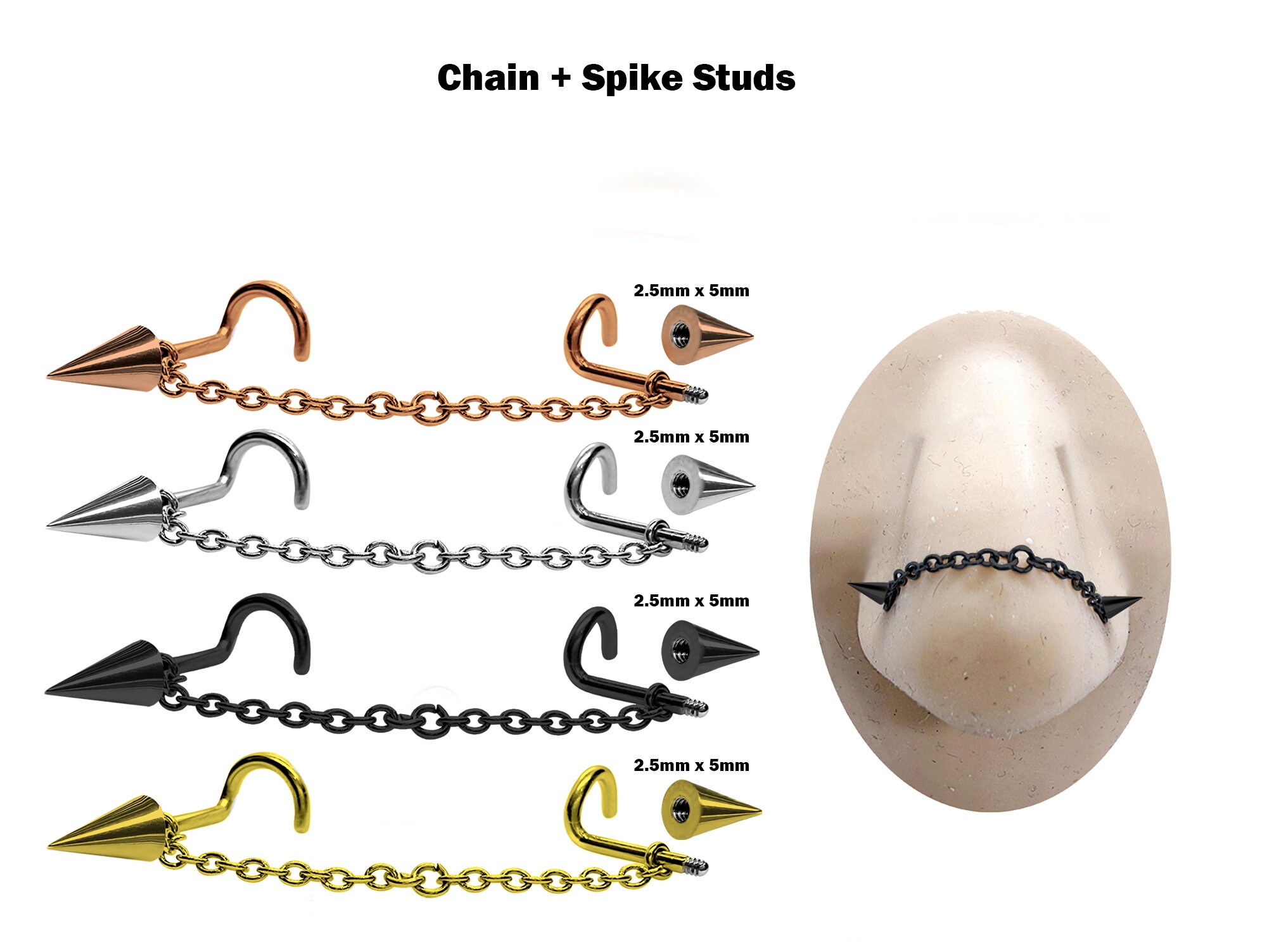 Titanium Nasallang Piercing Nose Chain Ring Nose Piercing - Etsy