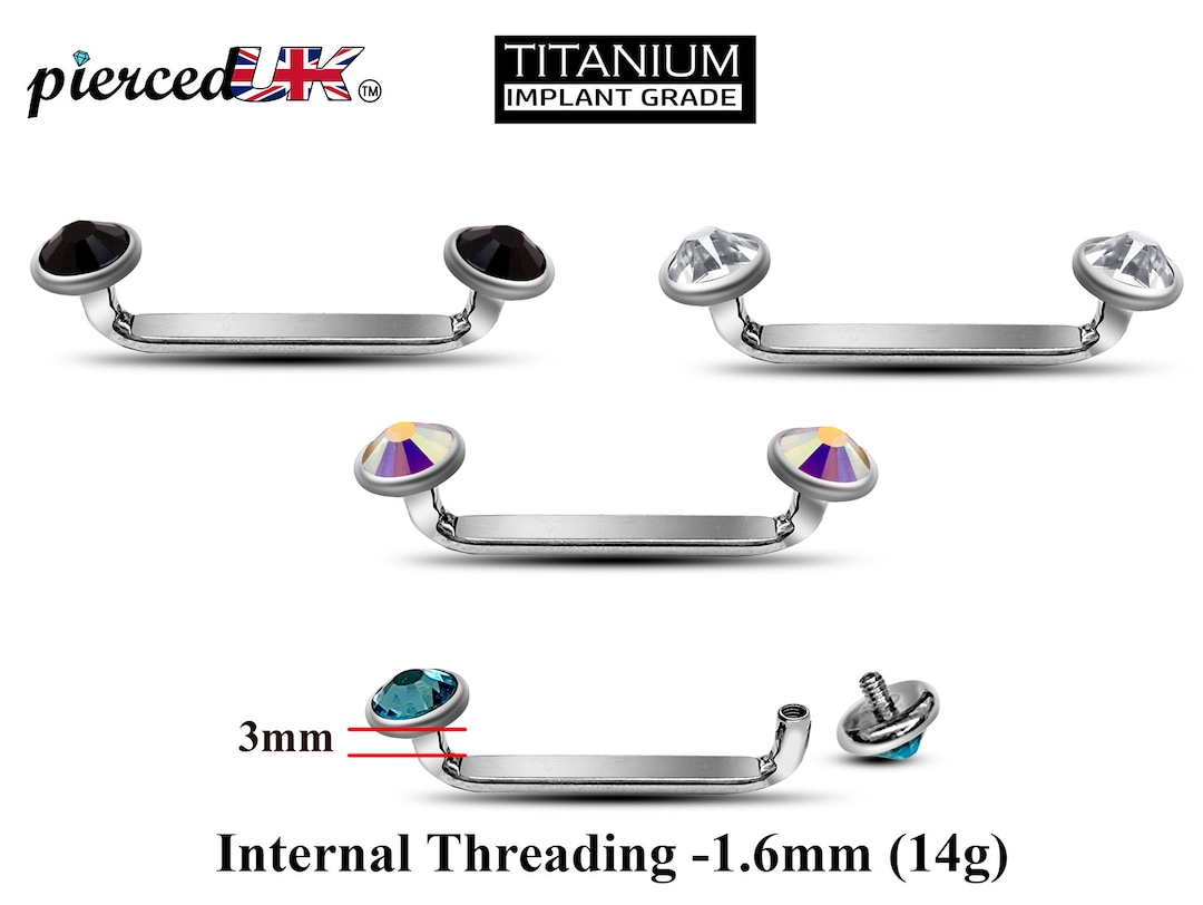 Titanium Staple Barbell: Flat Surface Dermal Piercing With Pyramid ...