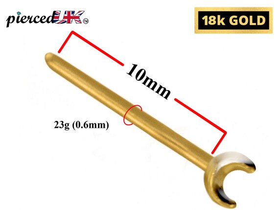 18K Gold Nose Pin Crescent Moon Design Nose Stud Piercing | Etsy