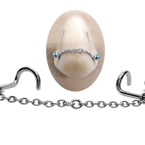 Titanium Nose Chain, Nostril Bridge Piercing - Nasallang Piercing With ...