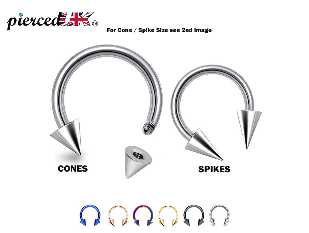 Spike Septum Ring: Surgical Steel Horseshoe, 16G/14G (6mm-16mm) - Etsy