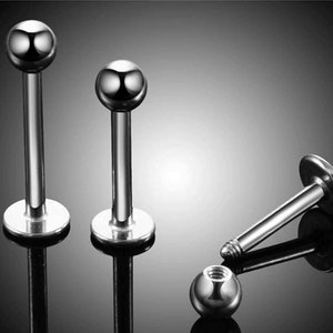 Titanium Labret Stud, Lip Piercing – Flatback Labret Earring – 18g, 16g ...