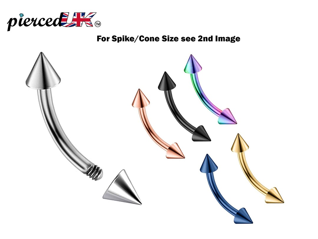 Spike Surgical Steel Curved Barbell: Daith, Eyebrow, Rook Piercing (18g ...