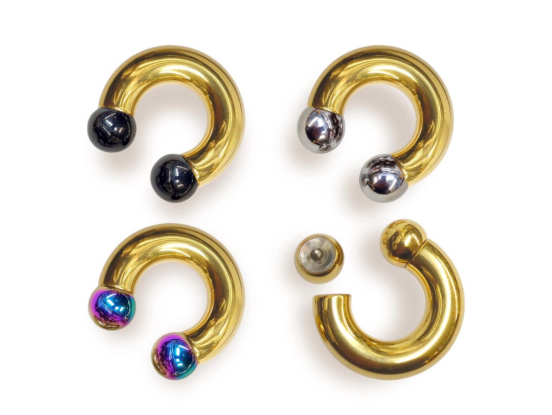 Gold Prince Albert Jewelry PA Rings Circular Horseshoe Barbell Piercing ...