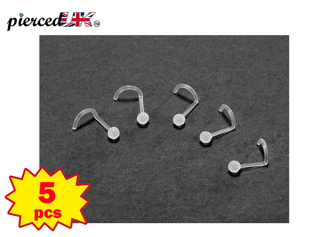 Nostril Retainer, Nostril Screw Ring 5pcs 20g 0.8mm Clear Nose Piercing ...