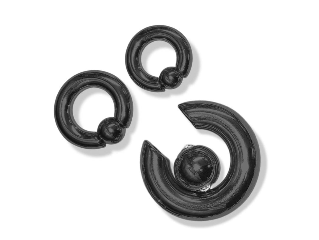Black Prince Albert Titanium PA Ring Jewelry Captive Bead Hoop Piercing ...