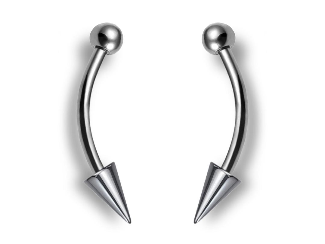 Titanium Angel Fangs Spike Curved Barbell 16g Lip Piercing Body ...