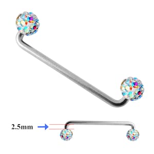 Dermal Piercing, Staple Barbell - Surface Barbell With Disco Ball Top ...