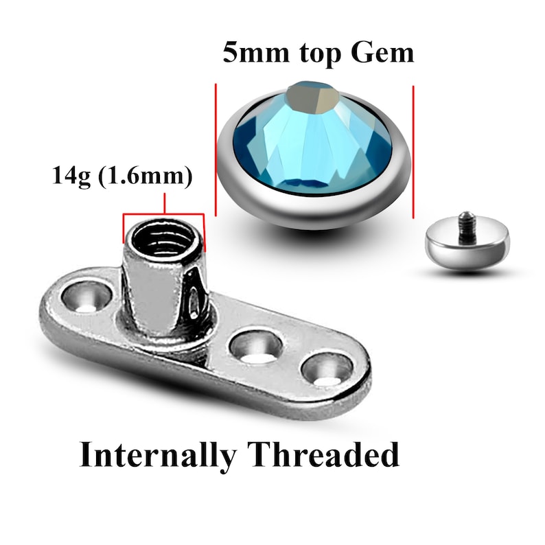 Titanium Dermal Piercing: 14g Pyramid Gem Micro Dermal Anchor - Etsy