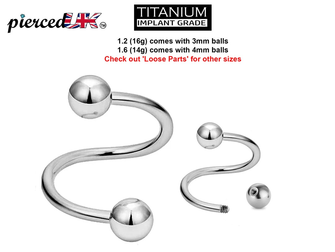 Titanium Spiral Lip Ring, Twist Barbell – Piercings for Ear, Eyebrow ...