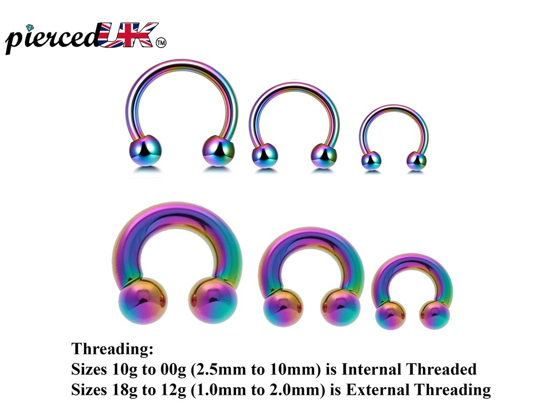 Rainbow Surgical Steel Horseshoe Septum Ring: 00G-18G (6mm-19mm) - Etsy