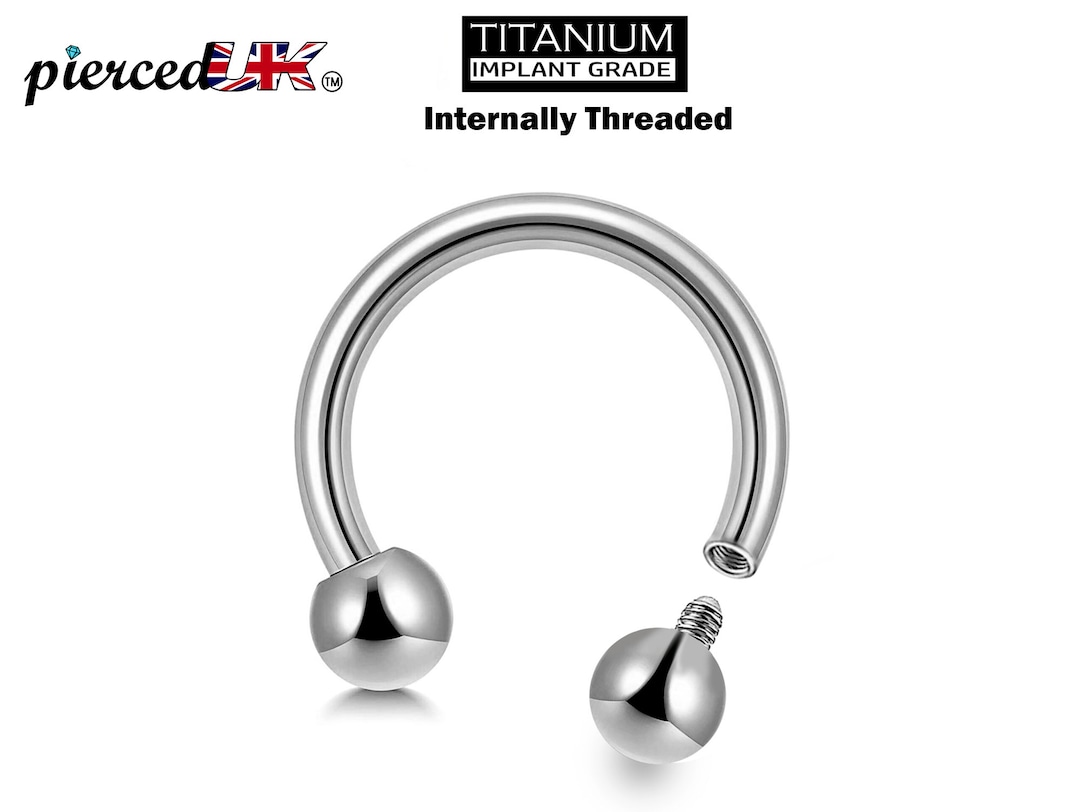 Titanium Horseshoe Barbell: Internally Threaded Septum Ring (16G-00G ...
