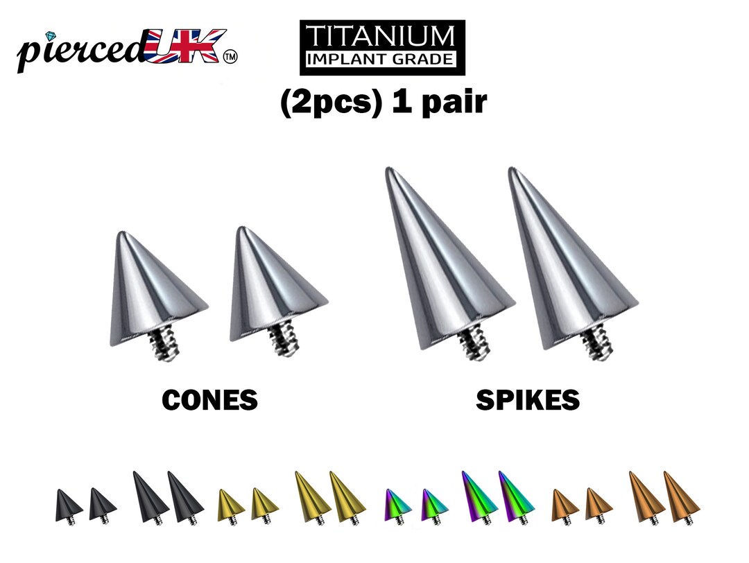 Titanium Spike & Cone Piercing Attachment (pair) - 16g to 0g - Etsy