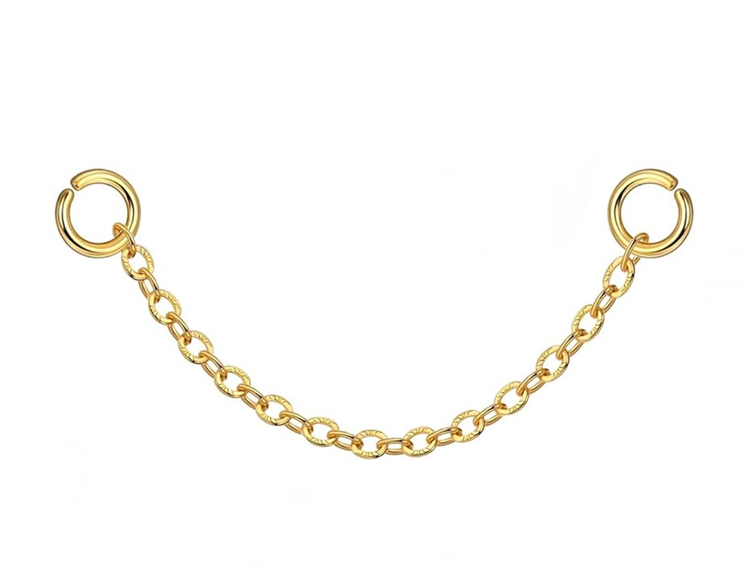 14K Gold Piercing Chains for Bridge Piercing Jewellery, Gold Nose Chain ...