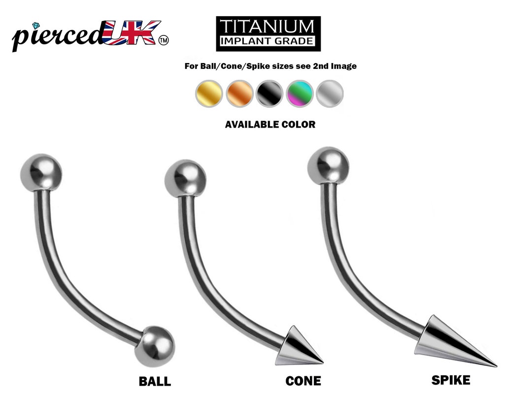 Titanium Vertical Labret Lip Jewelry Ball/cone/spike Curved Barbell ...