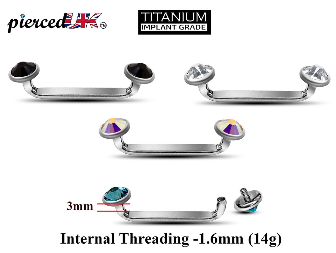 Titanium Flat Surface Piercing Jewelry, 14g Staple Barbell - Internally ...