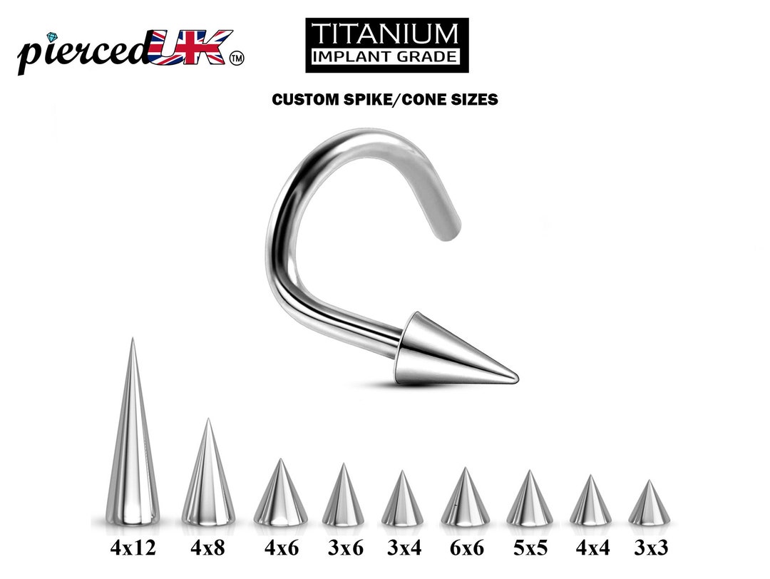 Spike Nose Studs, Nose Ring - 18g, 16g Nostril Screw Ring With Complete ...