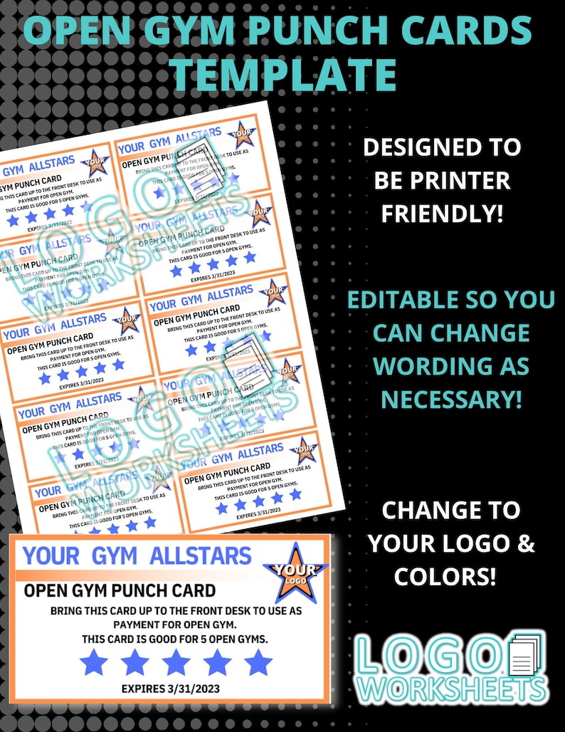 Open Gym Punch Card Template - Etsy