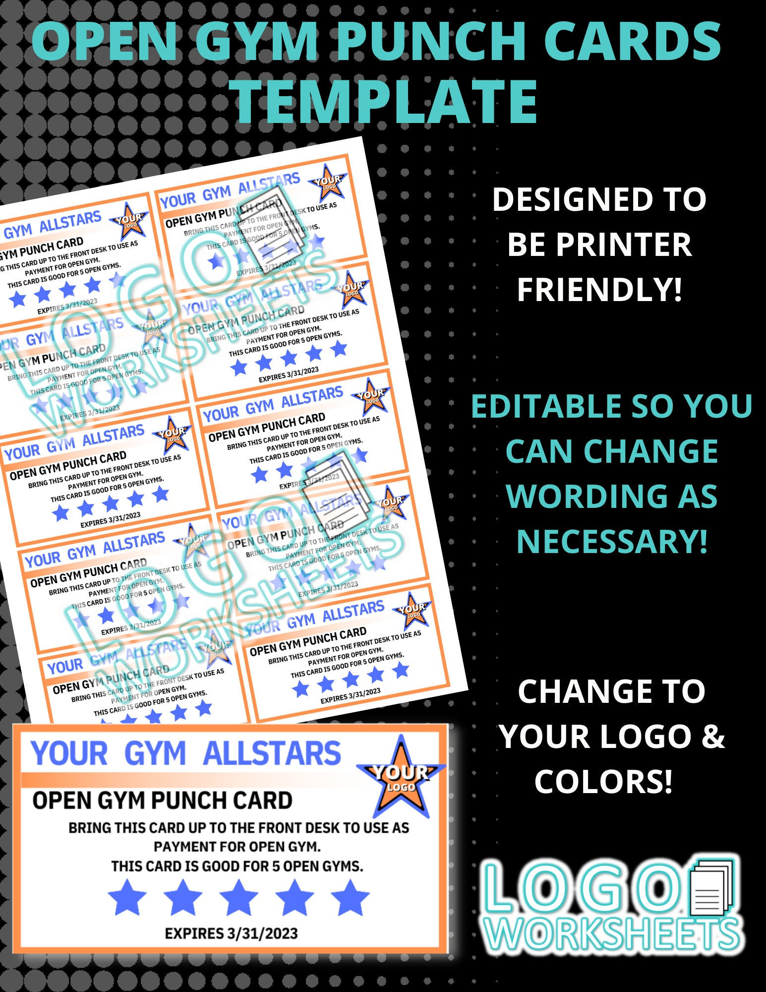 Open Gym Punch Card Template - Etsy