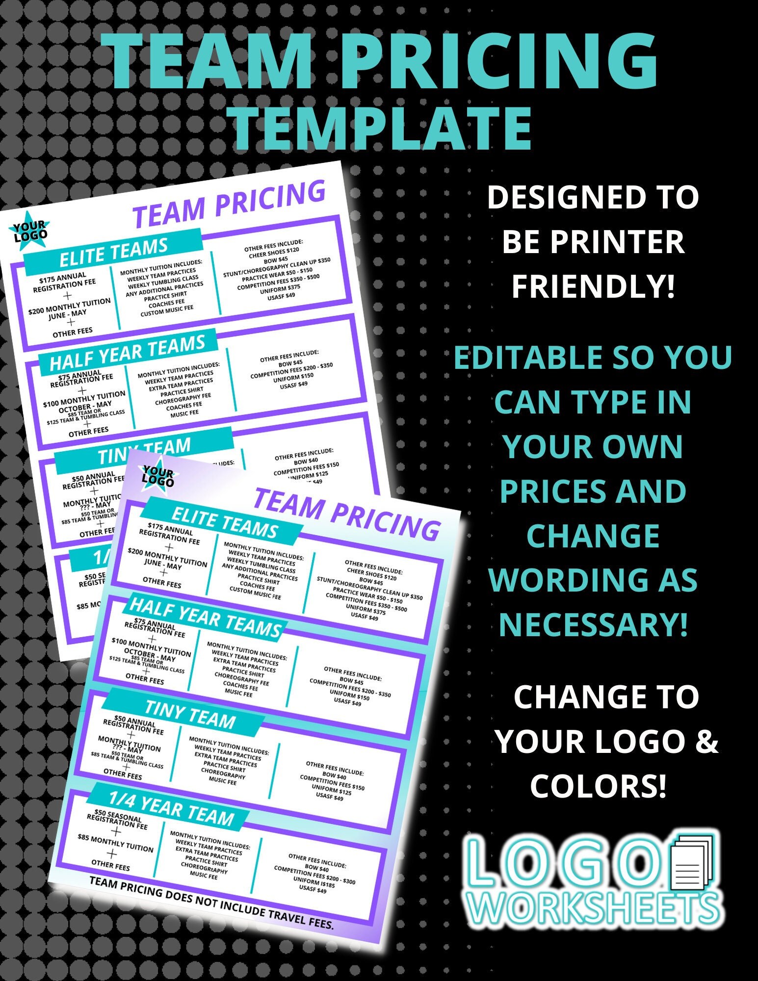 Pricing Menu Template - Etsy