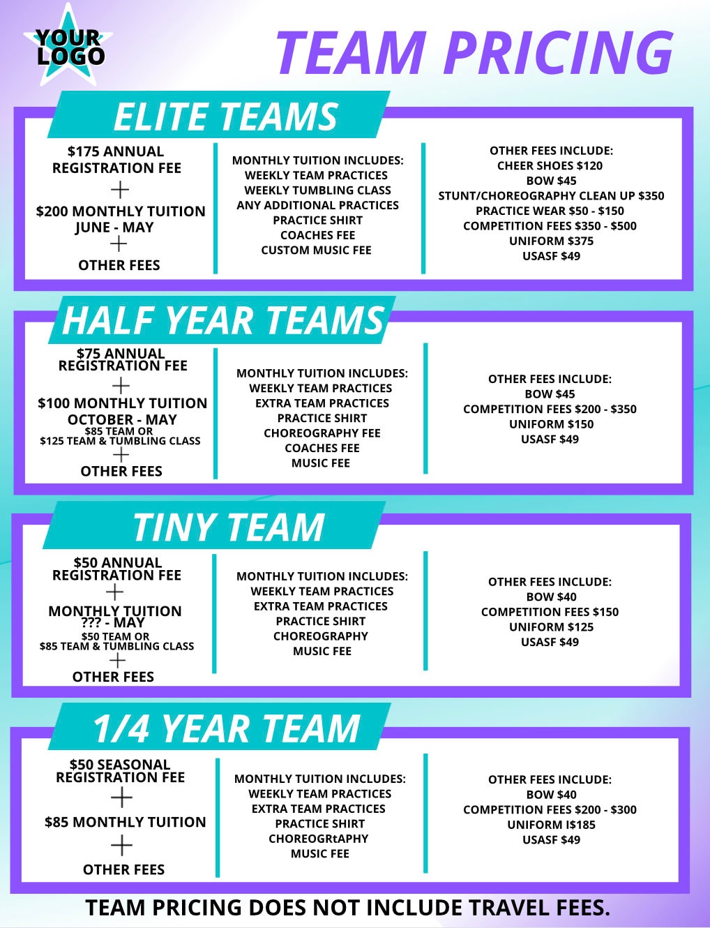 Pricing Menu Template - Etsy