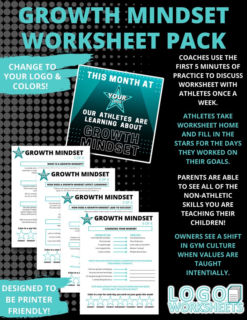 Growth Mindset Worksheet Pack Template - Etsy