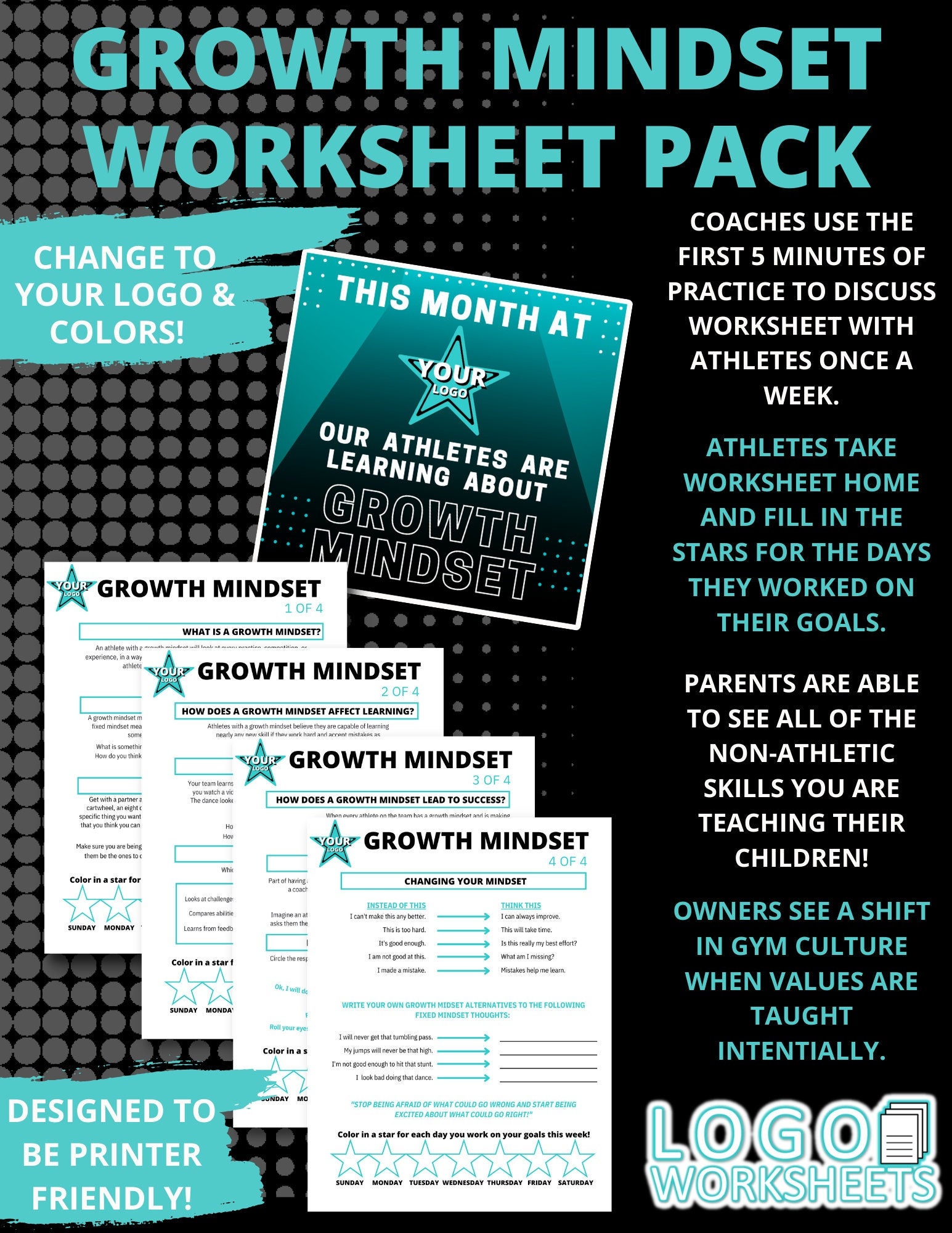 Growth Mindset Worksheet Pack Template - Etsy