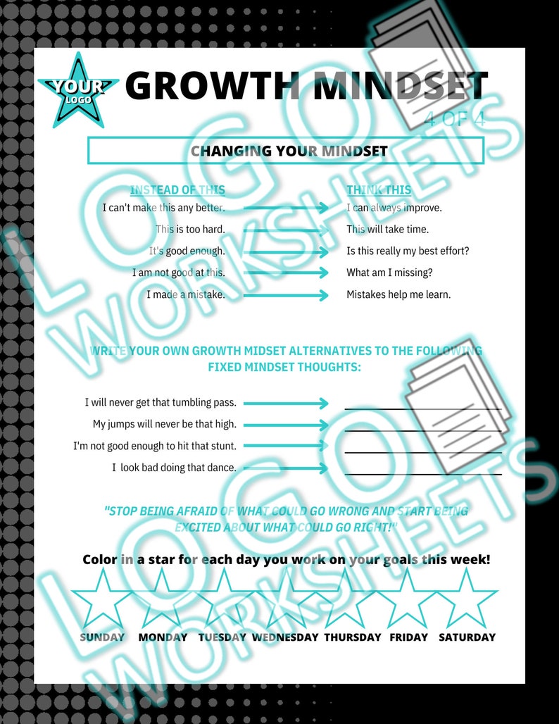 Growth Mindset Worksheet Pack Template - Etsy