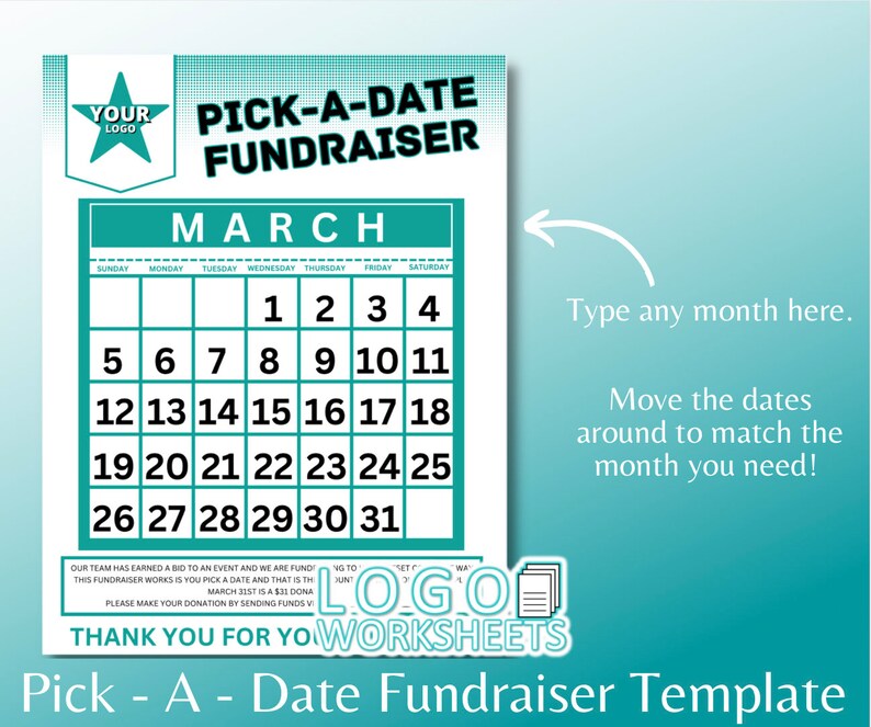 Pick A Date Fundraiser Template - Etsy
