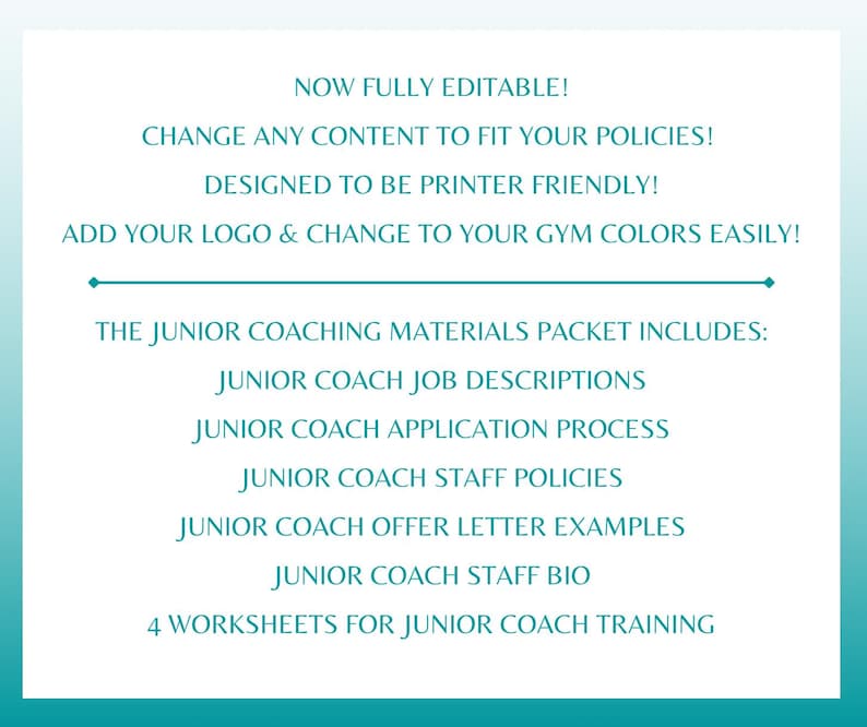 Junior Coach Materials Packet Template - Etsy