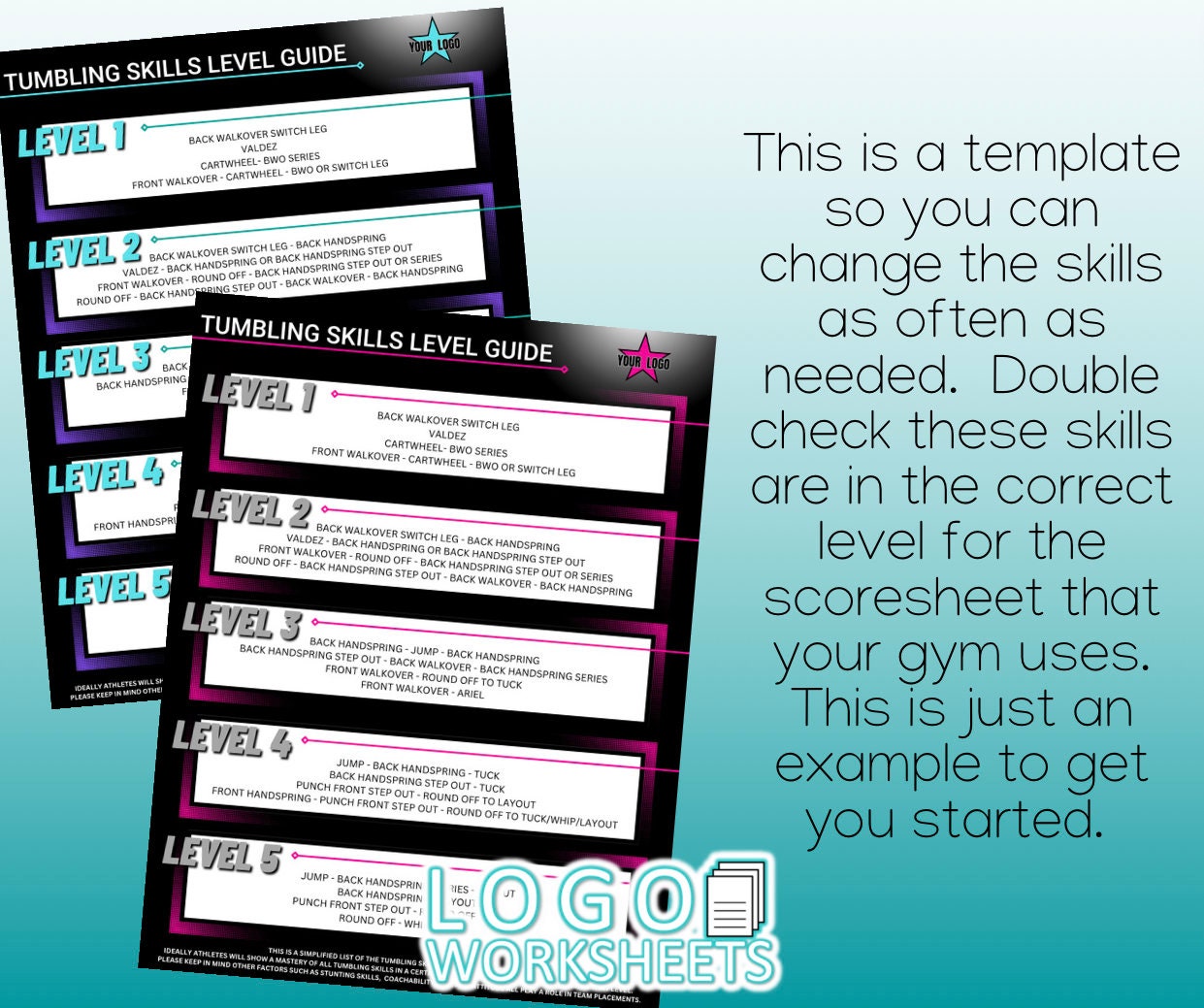 Tumbling Skill Levels Guide Template - Etsy