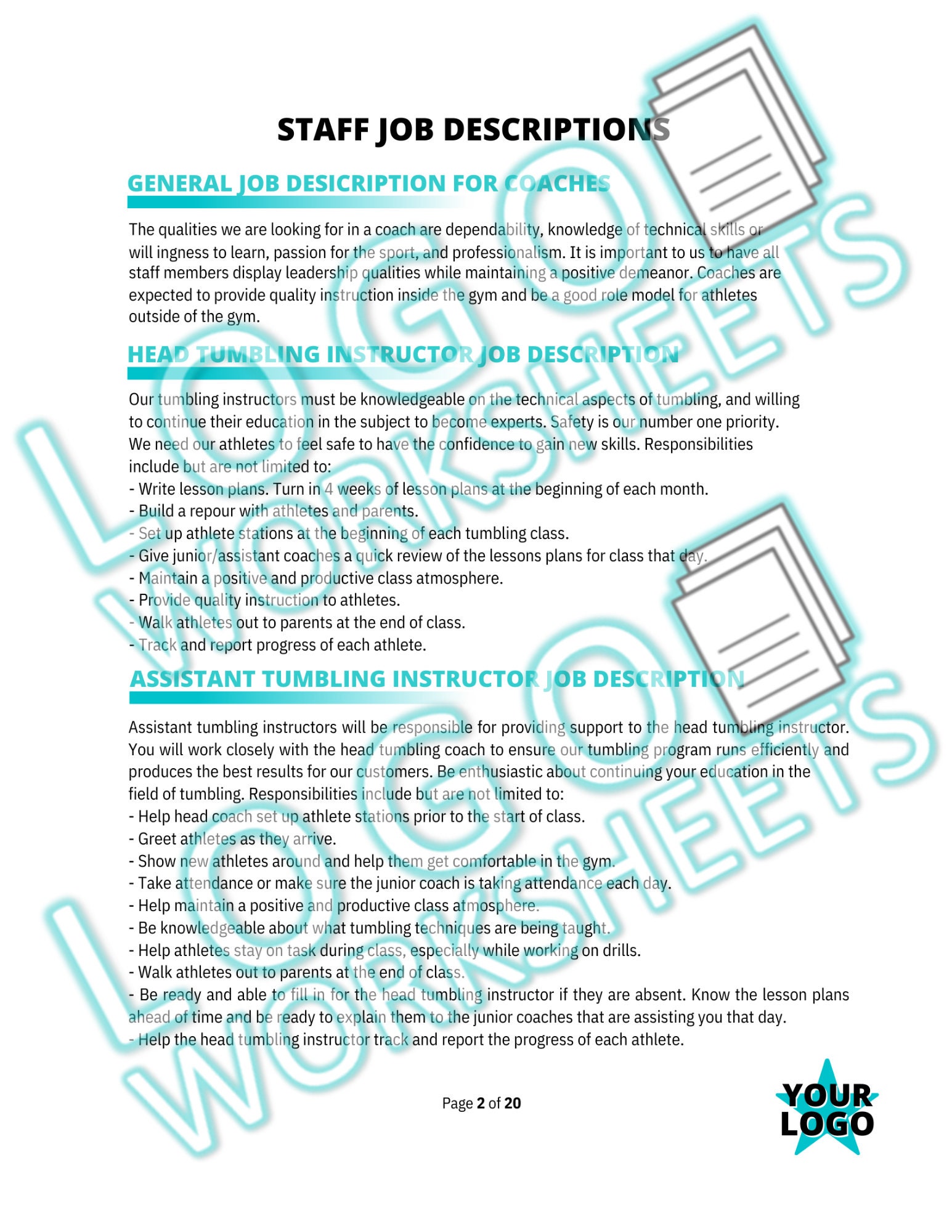 Staff Materials Packet Template - Etsy