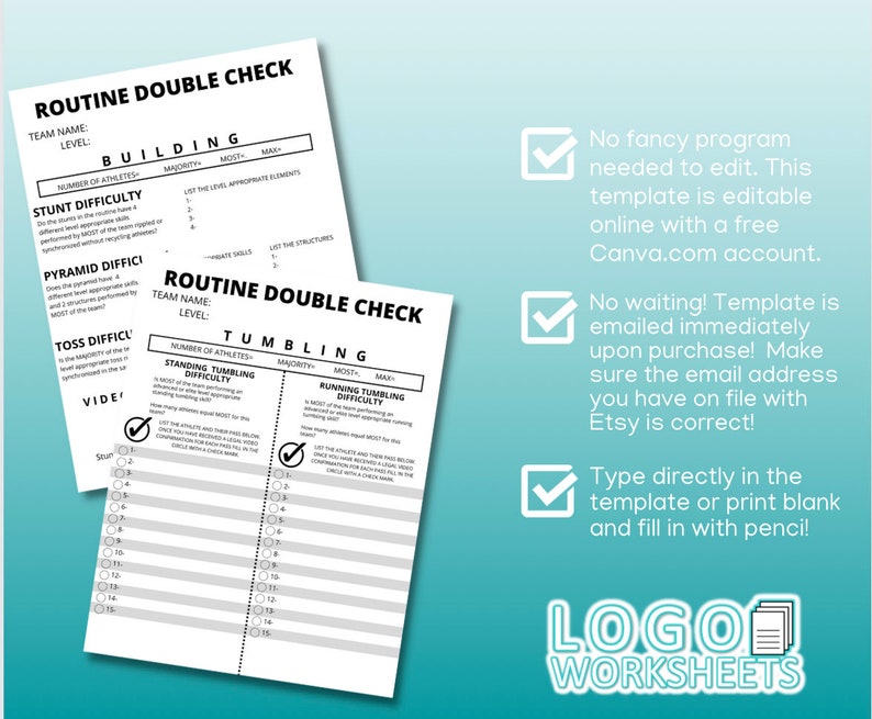 Routine Double Check Template - Etsy