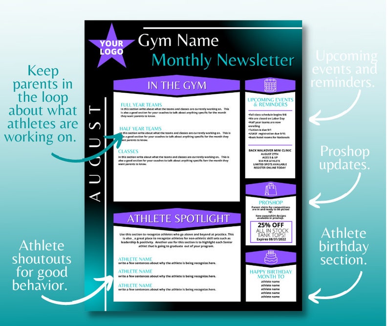 Monthly Newsletter Template - Etsy