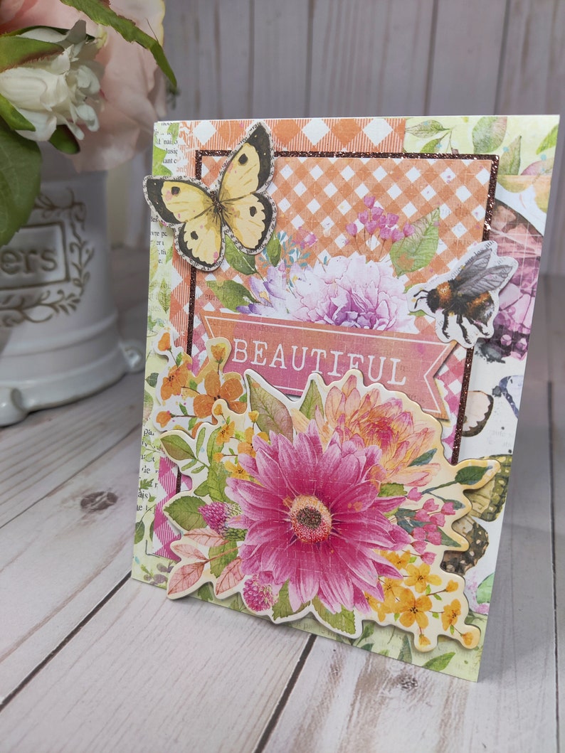 Handmade Floral Greeting Card With White Envelope - Etsy