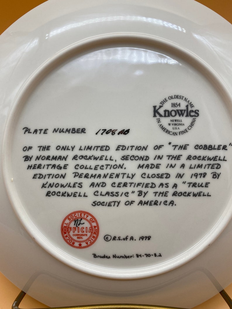 Norman Rockwell Collectible Plate "the Cobbler" With COA - Etsy