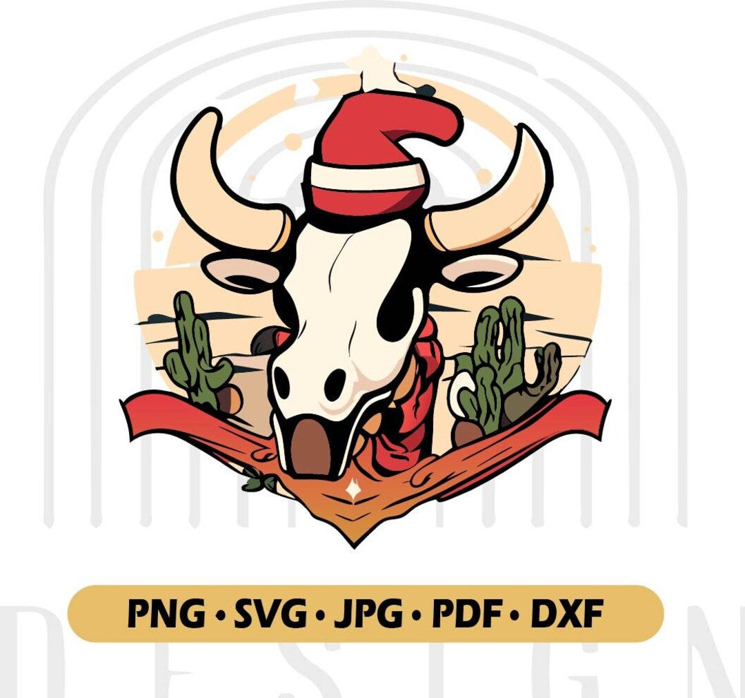 Colorful Bullhead Svg, Retro Bull Skull Png, Cowboy Svg, Country ...