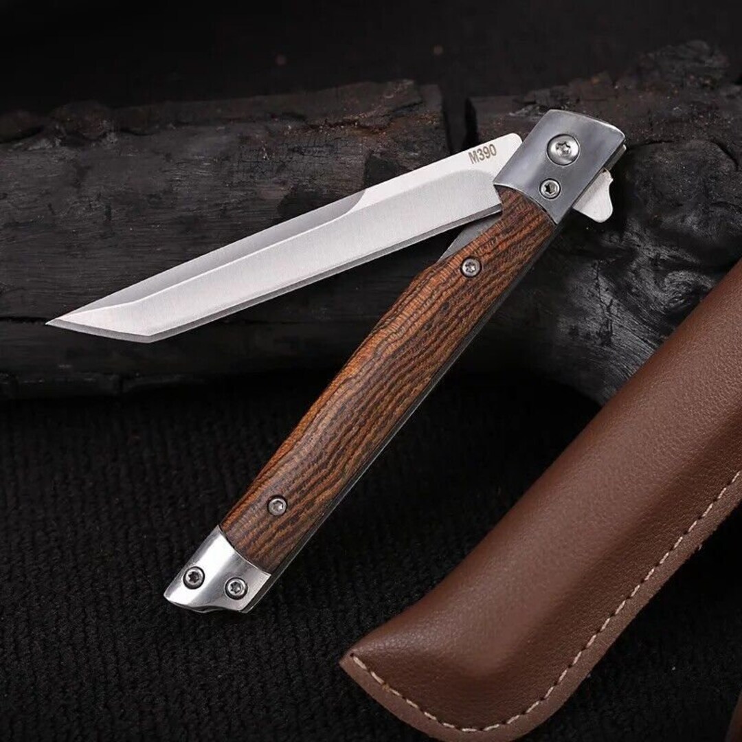Tanto Blade Folding Knife Wood Handle Tactical Combat Survival - Etsy