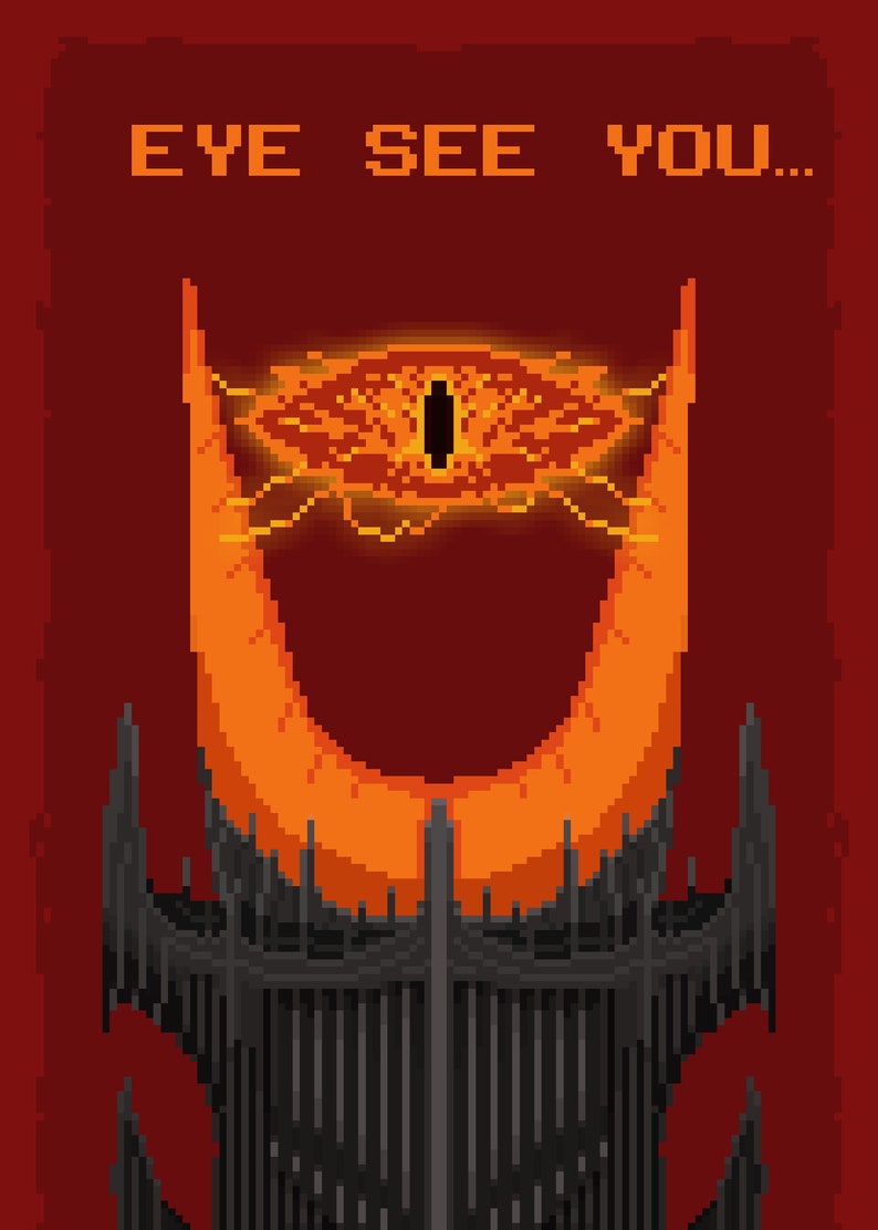 5 X 7 Eye of Sauron Pixel Art Print - Etsy