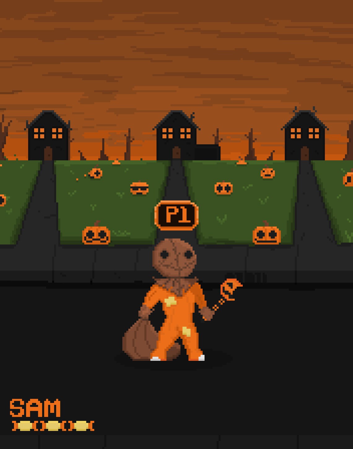 Sam Trick R Treat 11x14 Pixel Art Print - Etsy