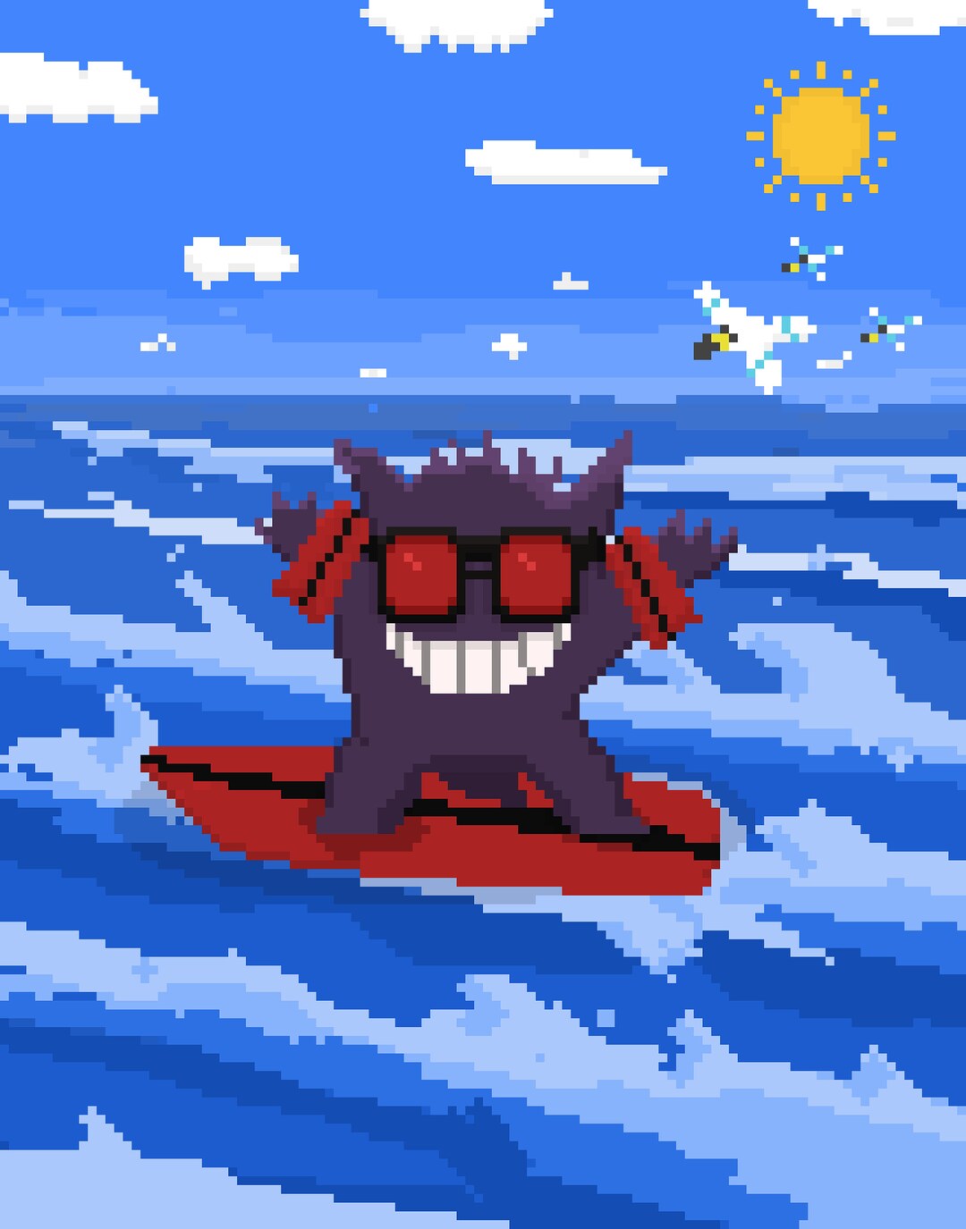 Water Type Gengar 11x14 Pixel Art Print - Etsy