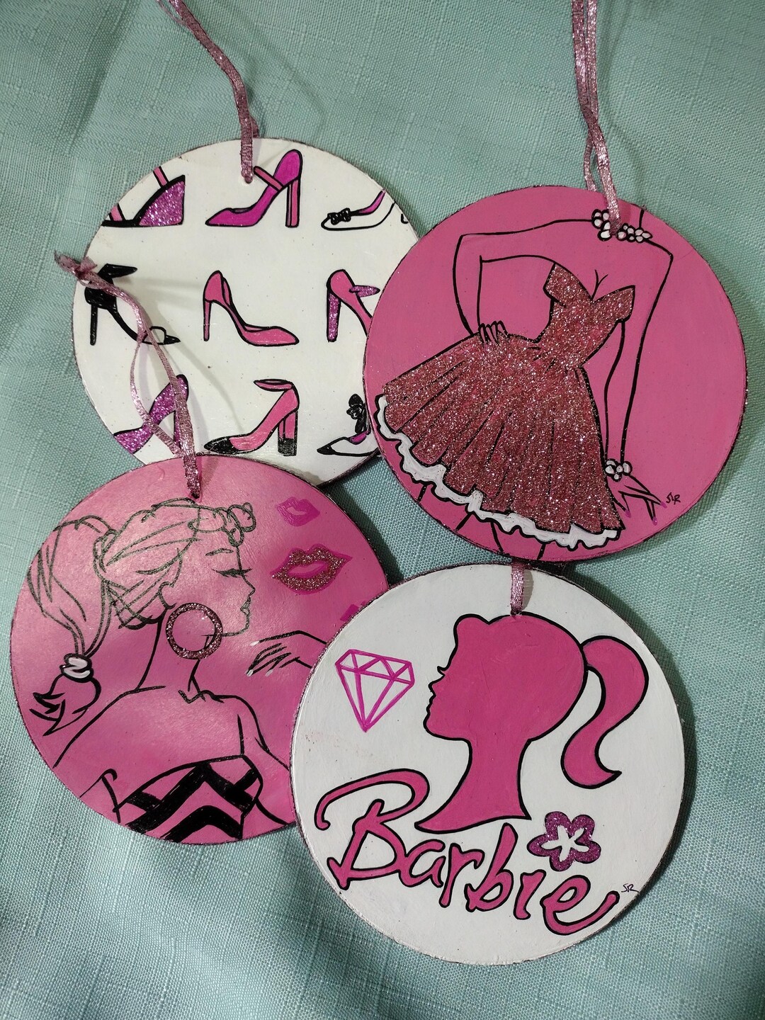 Barbie Themed Hand Painted Circle Ornaments - Etsy