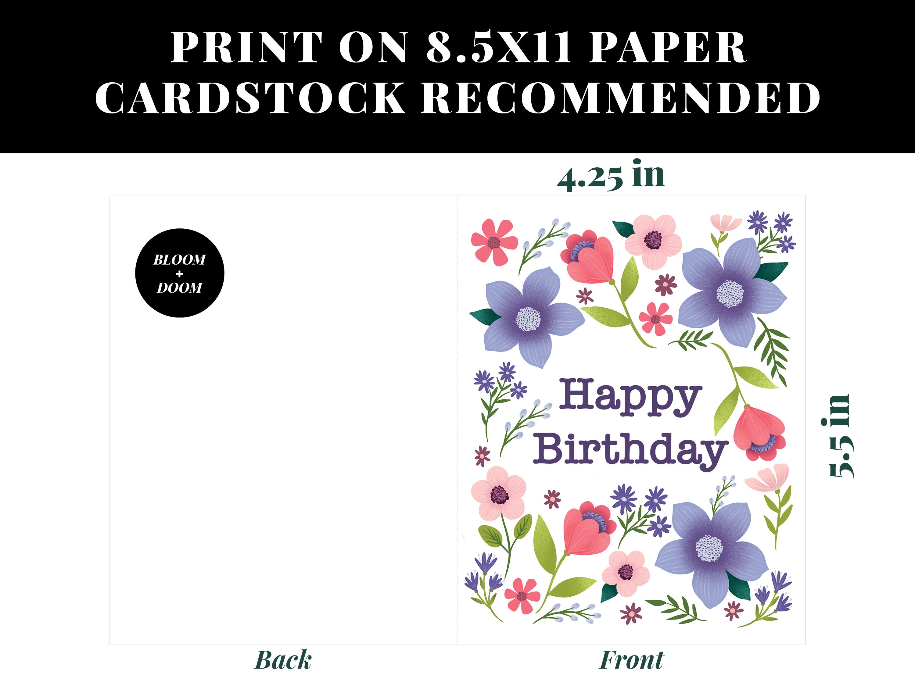 Printable Birthday Card, Girl's Birthday Card, Mom Birthday Card ...