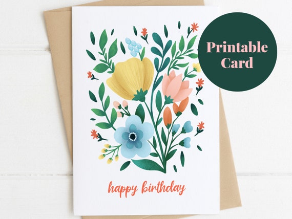 Printable Card Birthday Card Downloadable Card Instant | Etsy