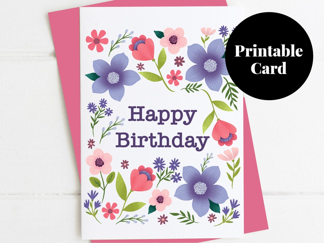 Printable Birthday Card, Girl's Birthday Card, Mom Birthday Card ...