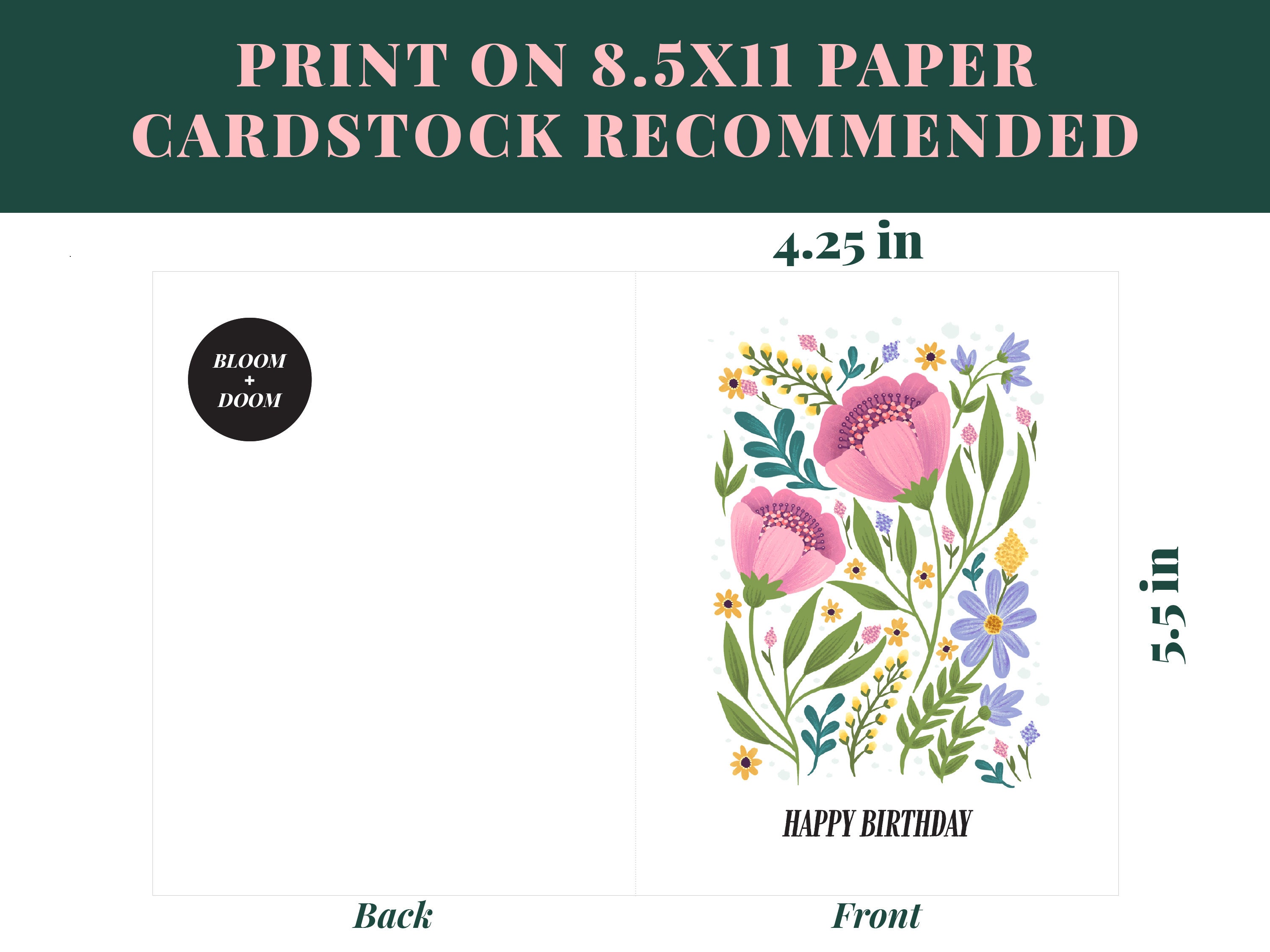 Printable Card, Birthday Card, Downloadable Card, Instant Download ...